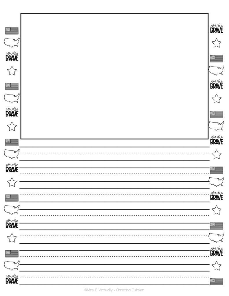 Kindergarten Writing Paper with Picture Box • Mrs E Virtually
