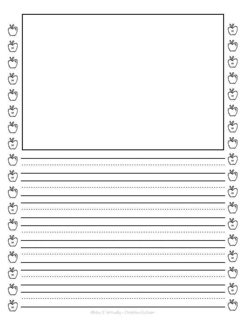 Kindergarten Writing Paper with Picture Box • Mrs E Virtually